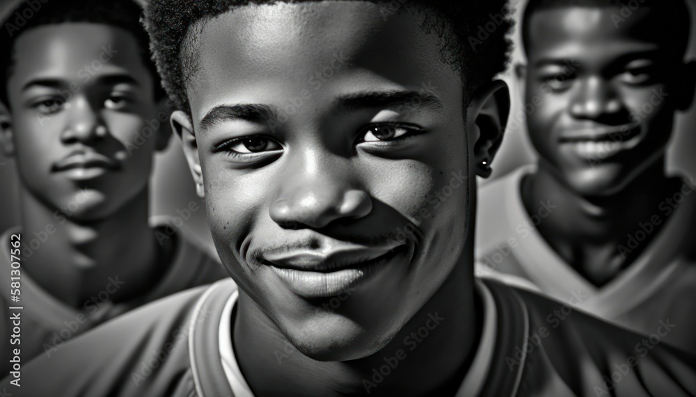 Group of Diverse and Empowered African American Black Youth Male High ...