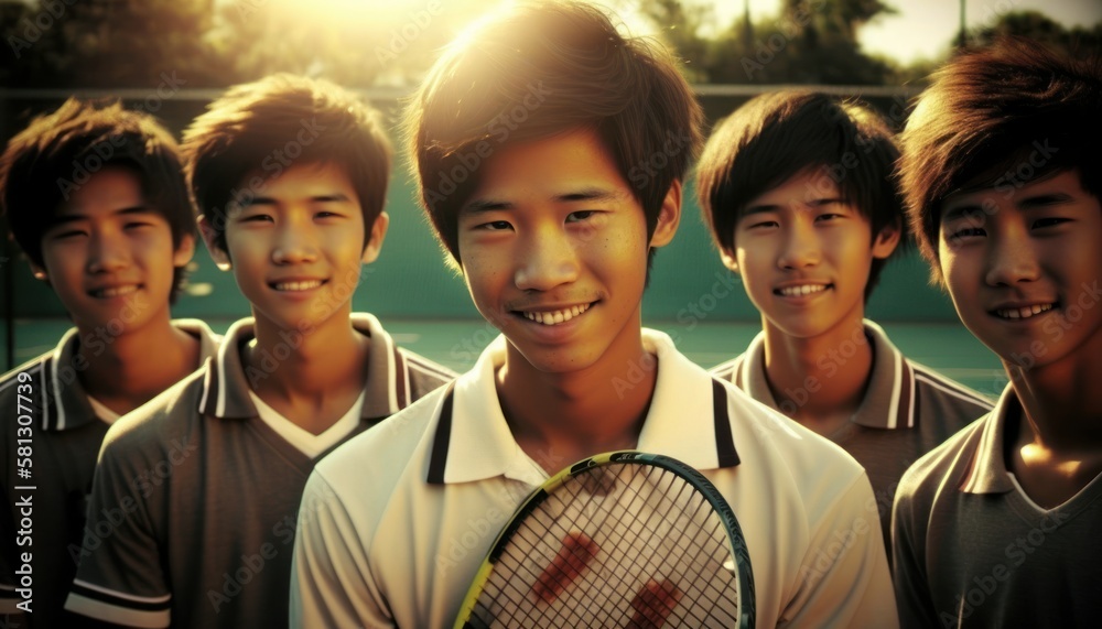 Group of Diverse and Empowered Asian Youth Male High School Students ...