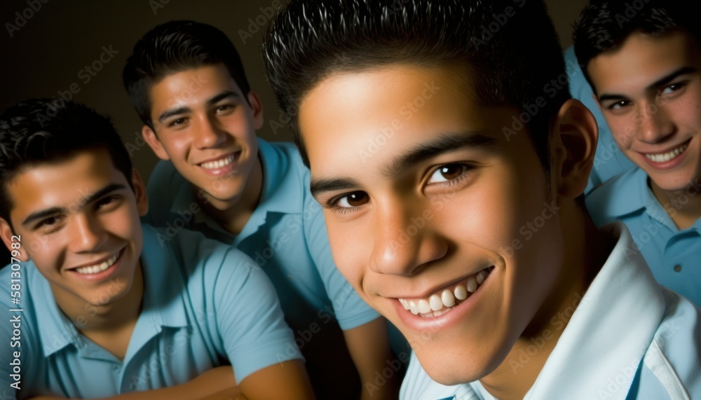 Group of Diverse and Empowered Hispanic Youth Male High School Students ...
