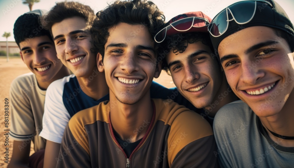 Group of Diverse and Empowered Middle Eastern Youth Male High School ...