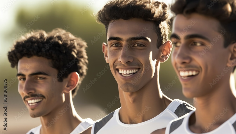Group of Diverse and Empowered Middle Eastern Youth Male High School ...