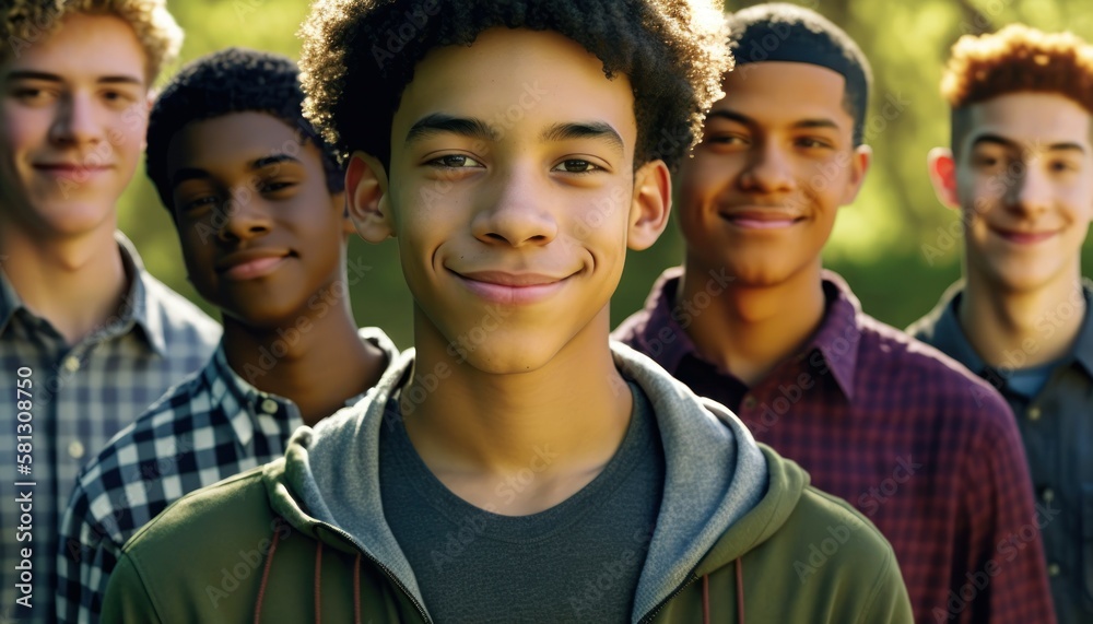Group of Diverse and Empowered Multiracial Youth Male High School ...