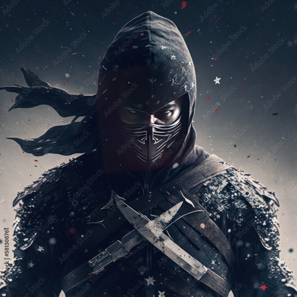 Mastering the Art of the Ninja: A Thrilling Cinematic Shot of a Samurai ...