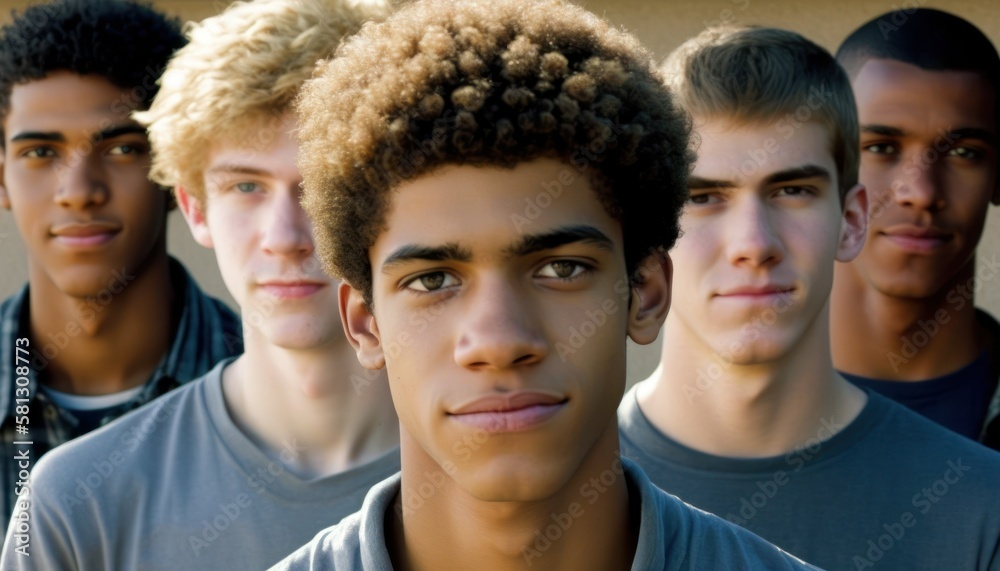 Group of Diverse and Empowered Multiracial Youth Male High School ...