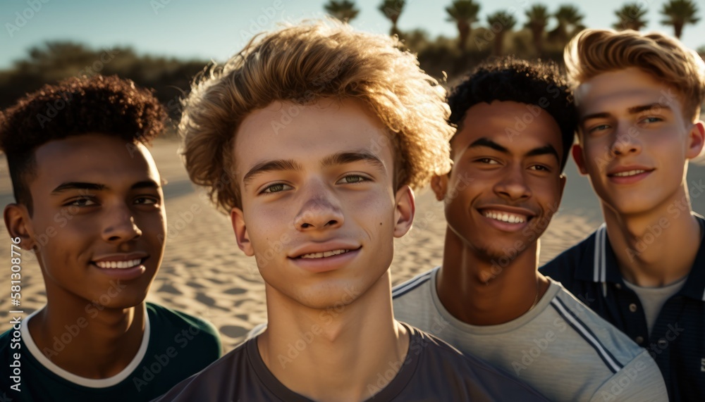 Group of Diverse and Empowered Multiracial Youth Male High School ...