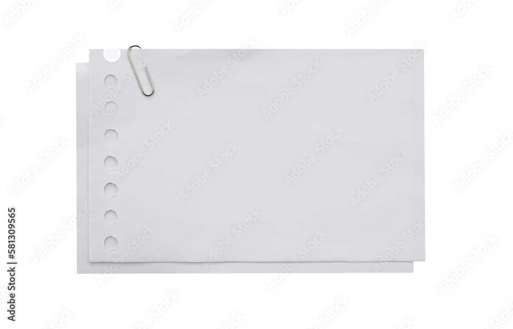 blank white note paper with clips Stock Photo | Adobe Stock