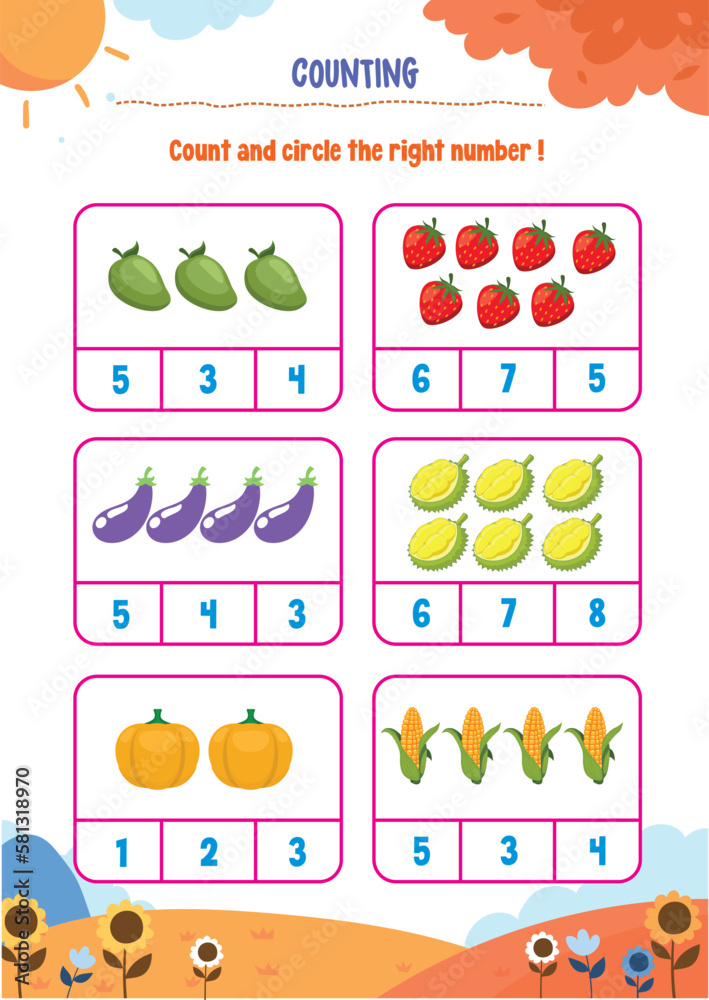 Learning counting, addition, substraction for kids with cute pictures ...