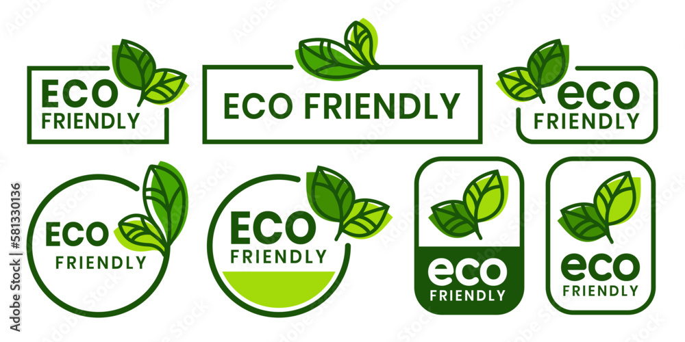 Set of eco friendly icons. Ecologic food stamps. Organic natural food ...