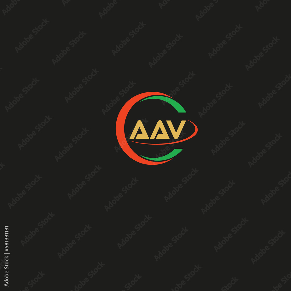 AAV Letter nature logo design on black background. AAV creative initials lettercircle logo ...