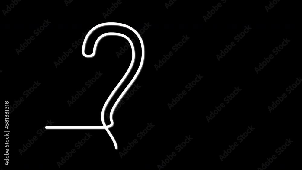 Question mark self drawing animation. Luma matte, alpha channel. Line ...