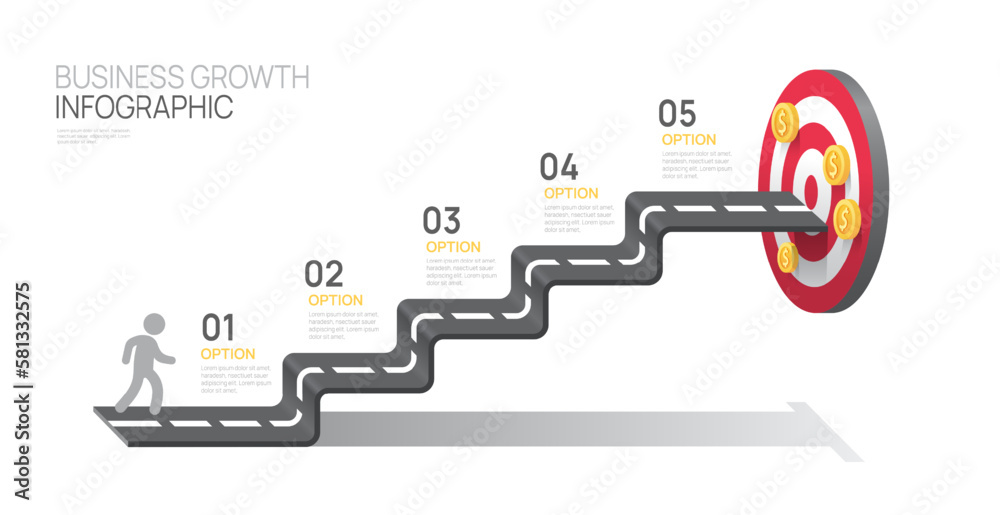 Infographic Business Growth diagram template for business Target ...