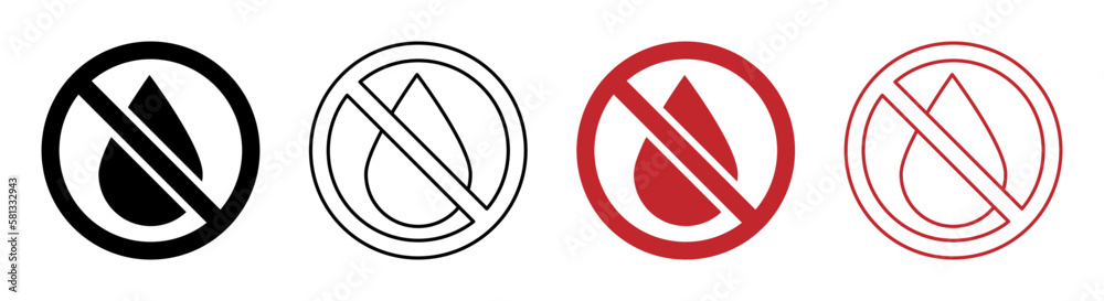 No waterproof graphic vector warning sign collection Stock Vector ...