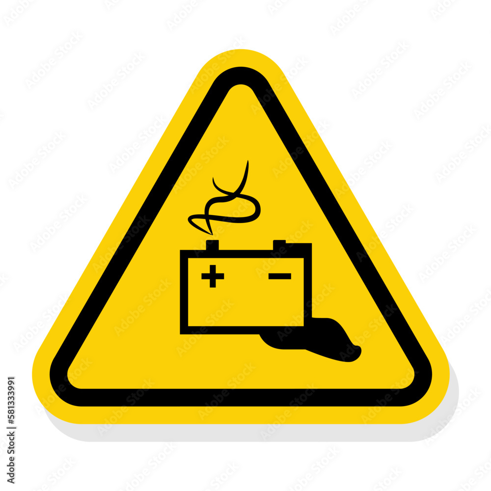ISO Triangle Warning Sign: ISO W026 - Battery Hazard Symbol (IS-2076 ...