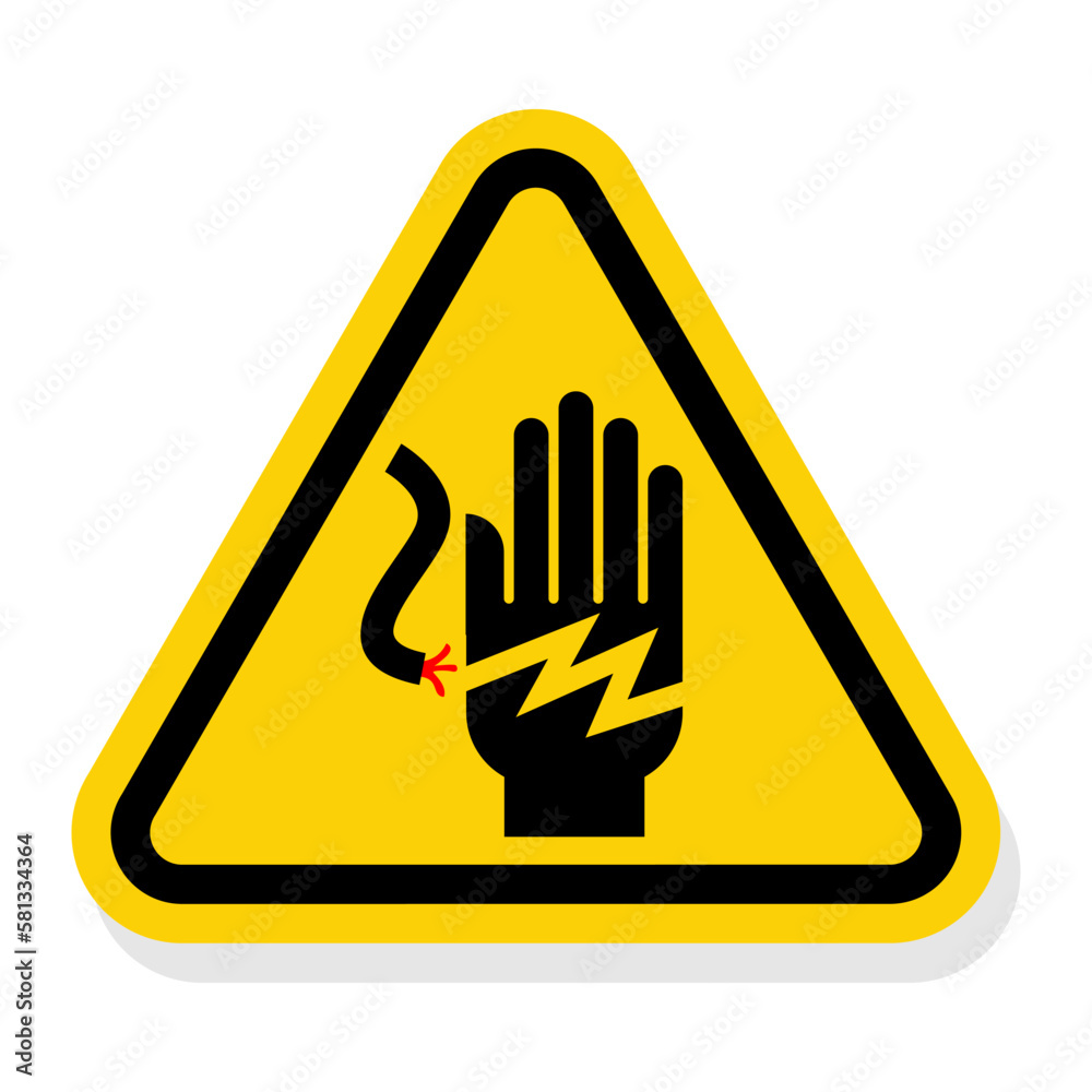 ISO Triangle Warning Sign: Voltage Hand Shock Symbol Stock Vector ...