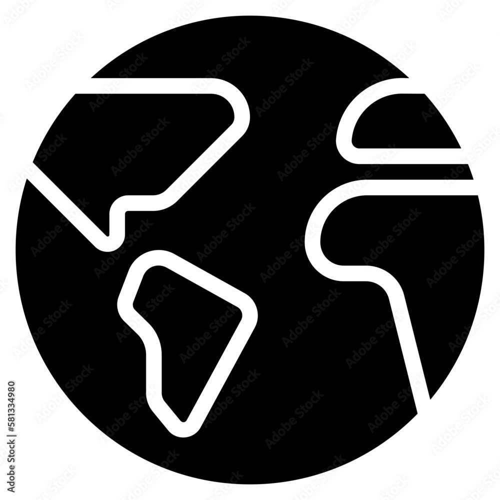 earth icon with glyph style and 64 px base. Suitable for website design ...