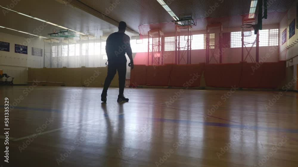 Male Walking Onto Court and Looking Around - Strong Athletic Muscular ...