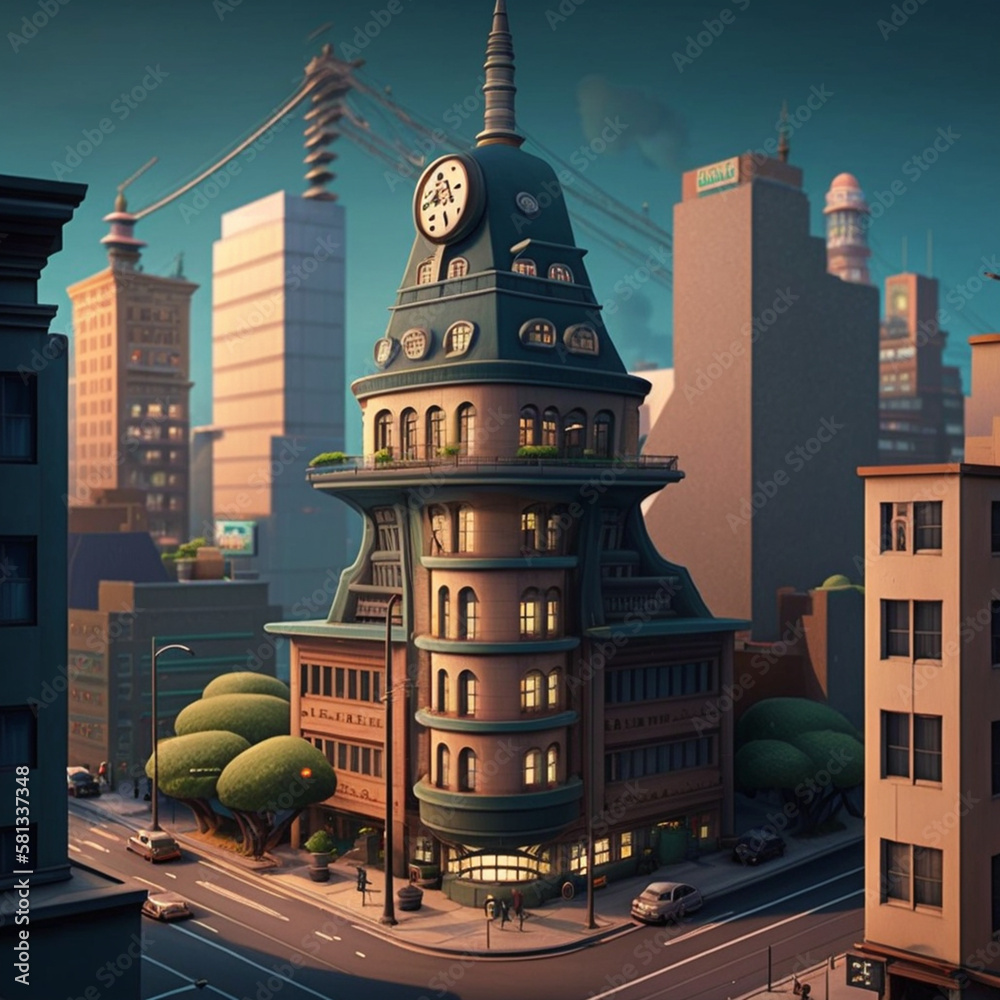 Tokyo City Re imagined in Pixar Style. AI Stock Illustration | Adobe Stock