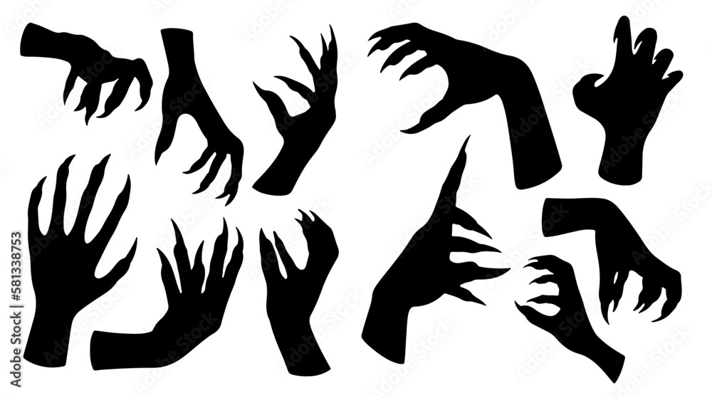 Monster hand sign silhouette Stock Vector | Adobe Stock