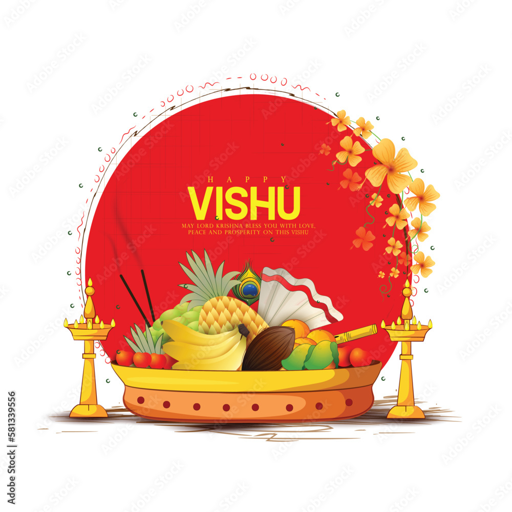 vecter sketch of vishu festival for kerala new year (vishukkani) poster ...