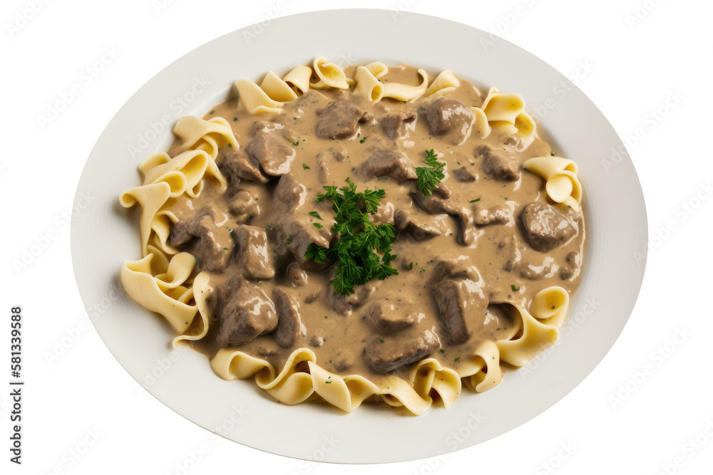 Beef Stroganoff on isolated transparent background, png. Generative AI ...