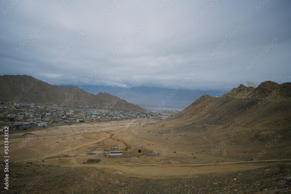 Beautiful landscape with greenery in a village, the background is ...