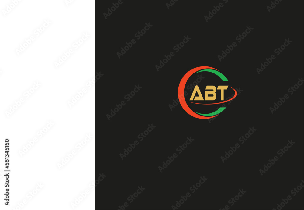 ABT Letter nature logo design on black background. ABT creative ...