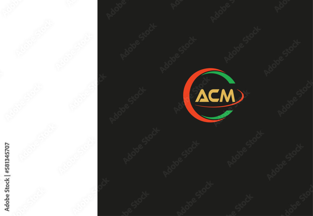 ACM Letter nature logo design on black background. ACM creative ...