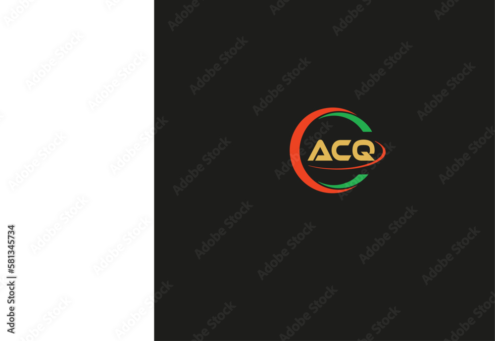 ACQ Letter nature logo design on black background. ACQ creative ...