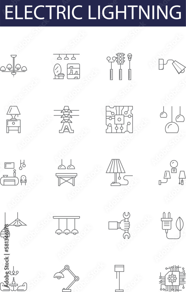 Electric lightning line vector icons and signs. Lightning, Bolt, Shock ...