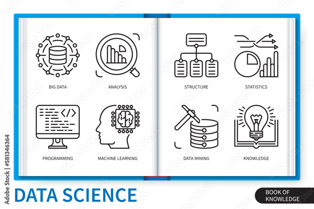 Data science infographics linear elements set Stock Vector | Adobe Stock
