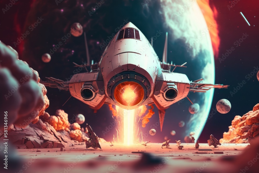 Galactic Quest: A Retro-Style Space Adventure with Ultra-Wide Angle and ...