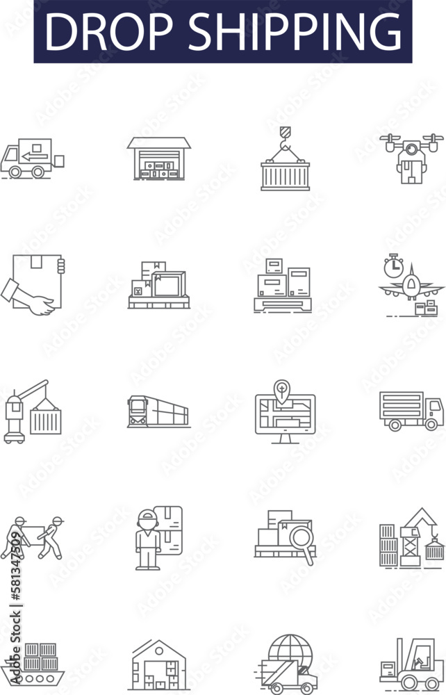 Drop shipping line vector icons and signs. Ecommerce, Logistics ...