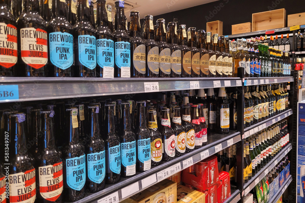 Penang, Malaysia - 15 Mar 2023: Various choice imported beer on the ...