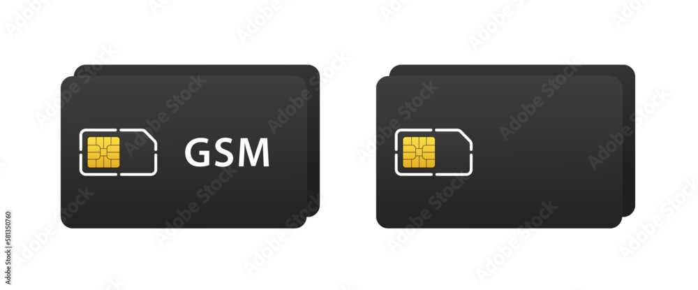 SIM Mobile connection. Mobile phone icon microcircuit. Sim Card ...