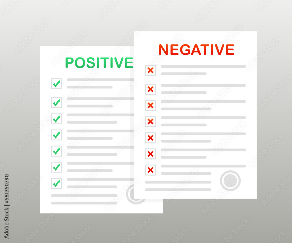 Positive and negative result. A sheet of paper with a seal. Documents ...
