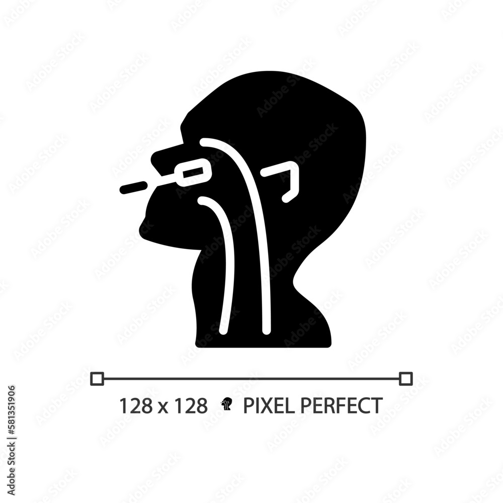 PCR test black glyph icon. Taking materials for covid test. Sick ...