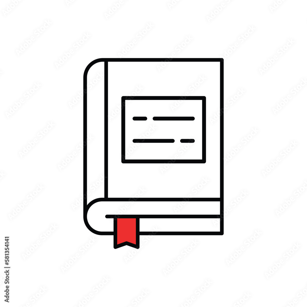 linear black abstract book icon for easy education. simple lineart ...