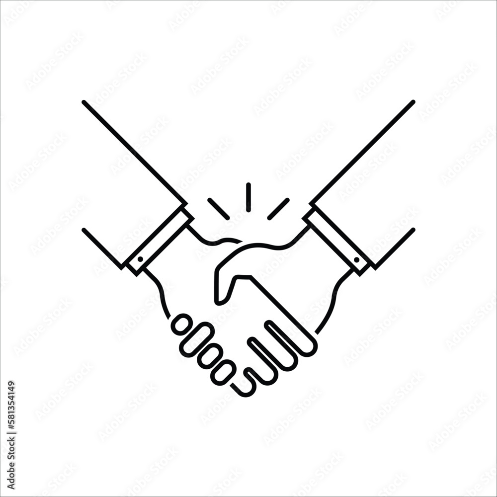 thin line handshake like partnership icon. simple black stroke trend ...