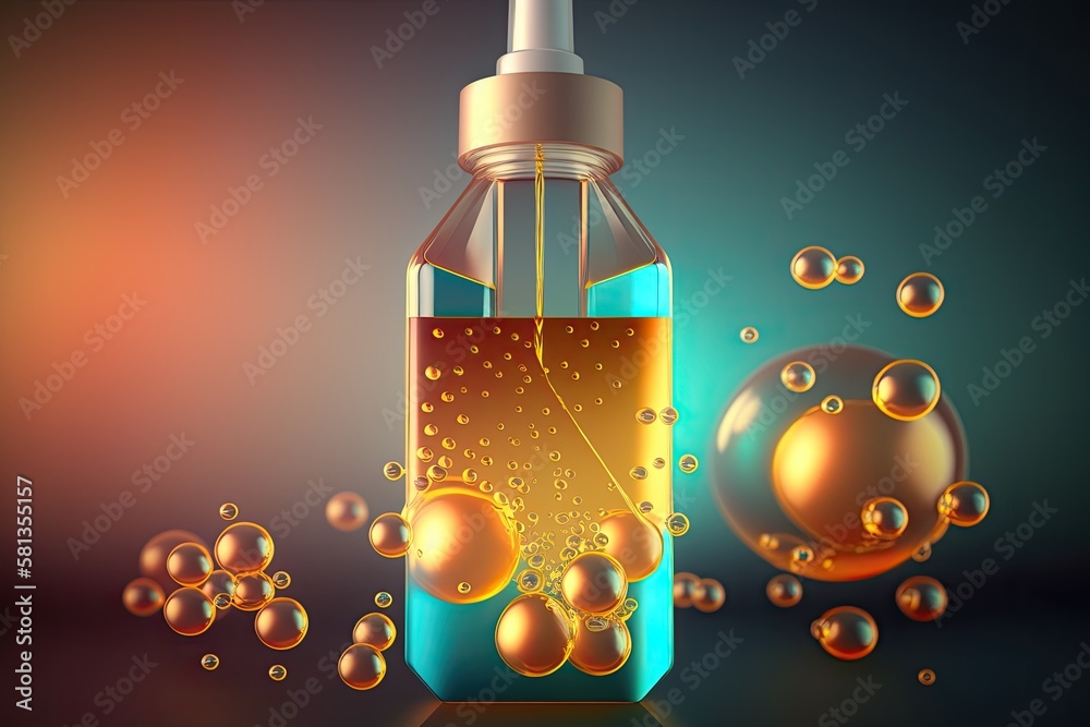 Vitamin and collagen skin cell drop concept in cosmetics. serum ...