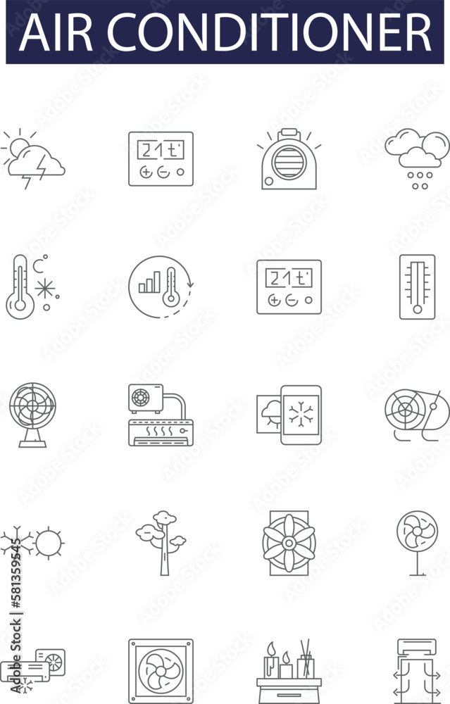 Air conditioner line vector icons and signs. AC, Conditioner, Climate ...