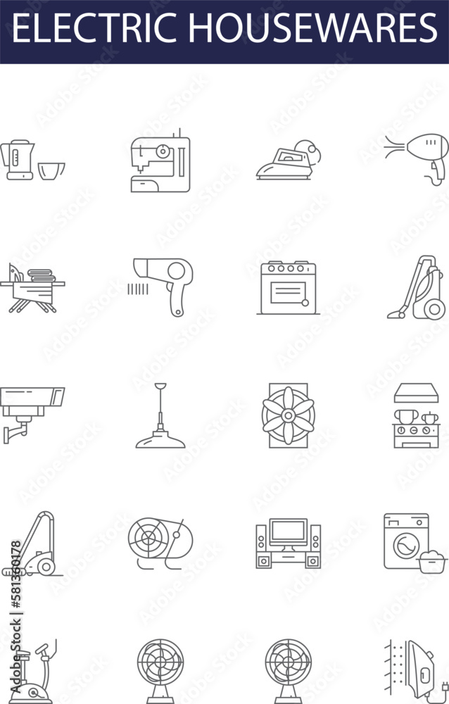 Electric housewares line vector icons and signs. housewares, appliances ...