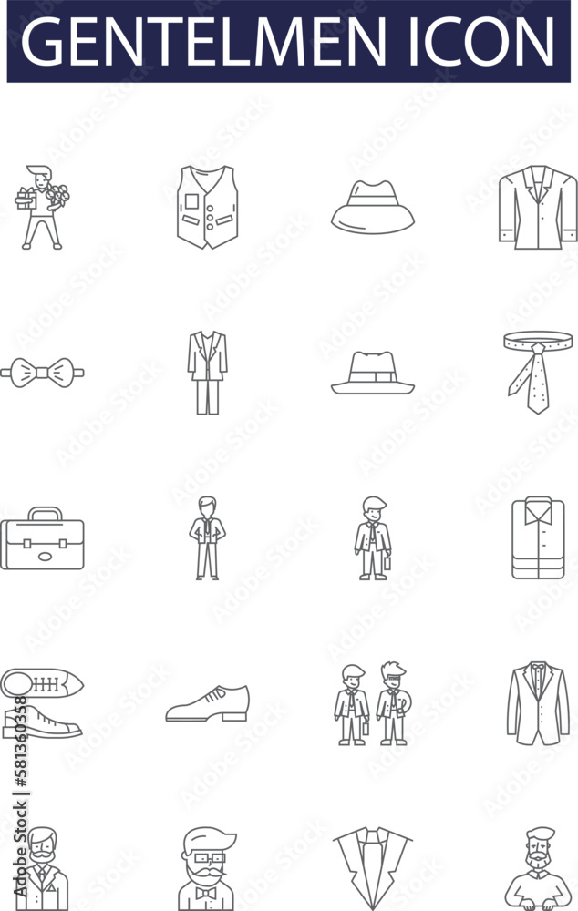Gentelmen icon line vector icons and signs. Gentleman, Suit, Tie ...