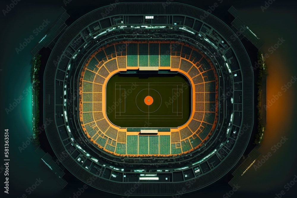 rectangular area of large football stadium, top view, generative ai ...