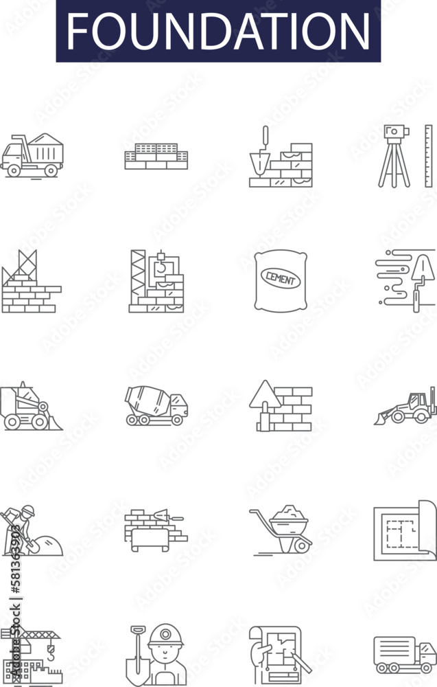 Foundation line vector icons and signs. Institution, Support, Vessel ...