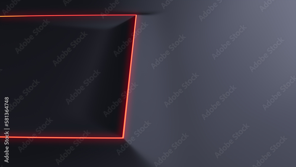 Minimalist Tech Background with Raised Square and Orange Illuminated ...