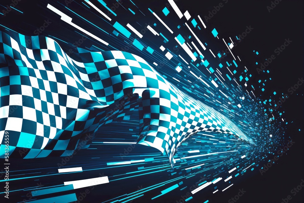 developing formula one racing checkered flag on blue background ...