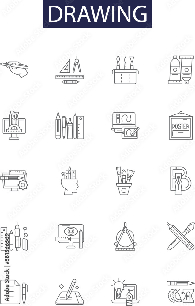 Drawing line vector icons and signs. Painting, Doodling, Artwork ...