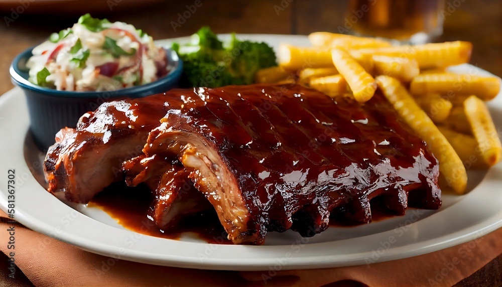 The Delicious BBQ Ribs: A Meaty Plate Slathered in Savory Barbecue ...
