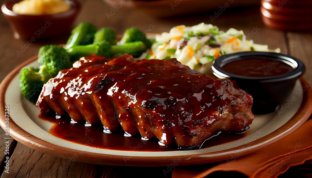 The Delicious BBQ Ribs: A Meaty Plate Slathered in Savory Barbecue ...