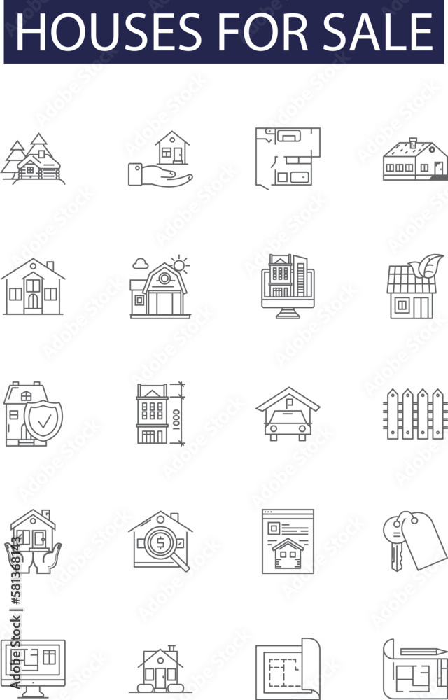 Houses for sale line vector icons and signs. Houses, Buy, Sale, Real ...